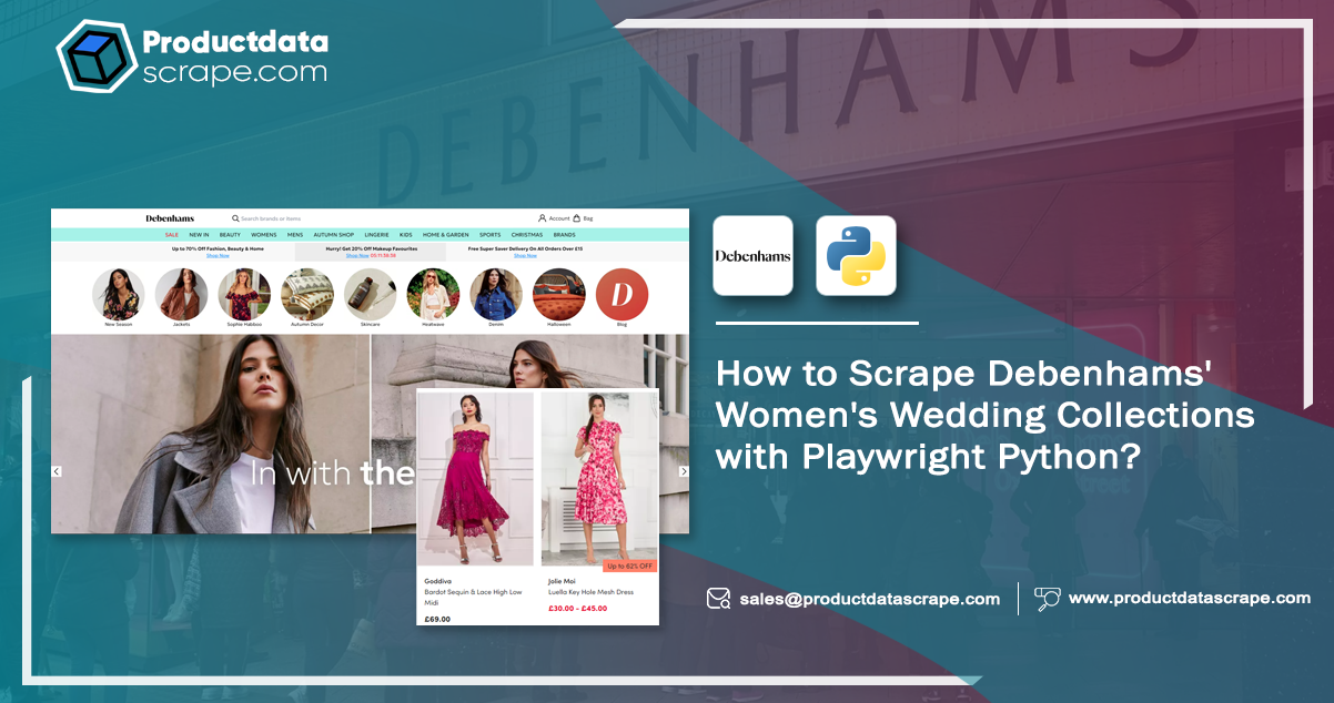 How to Scrape Debenhams Womens Wedding Collections with A Playwright Python